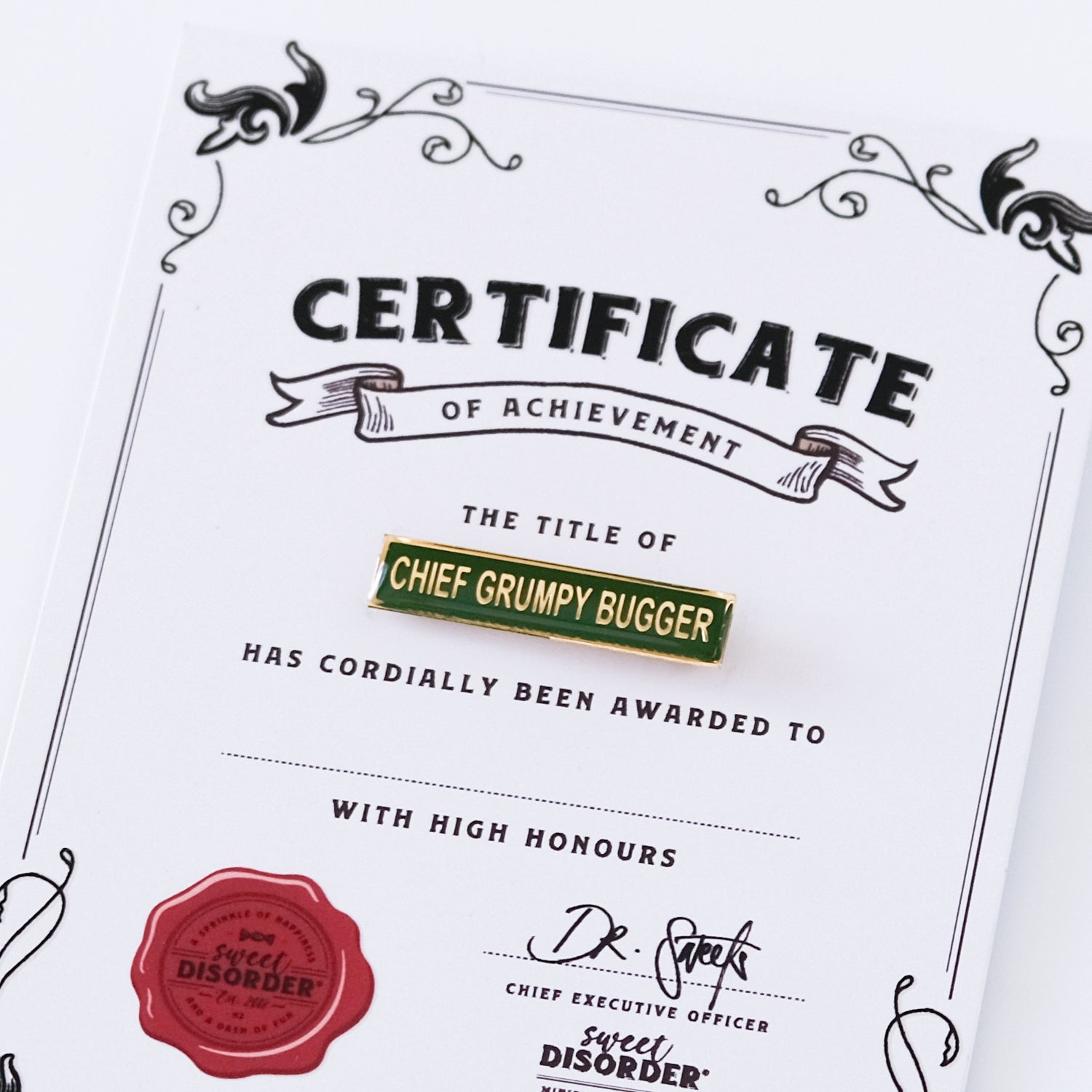 Chief Grumpy Bugger Award Badge – Sweet Disorder